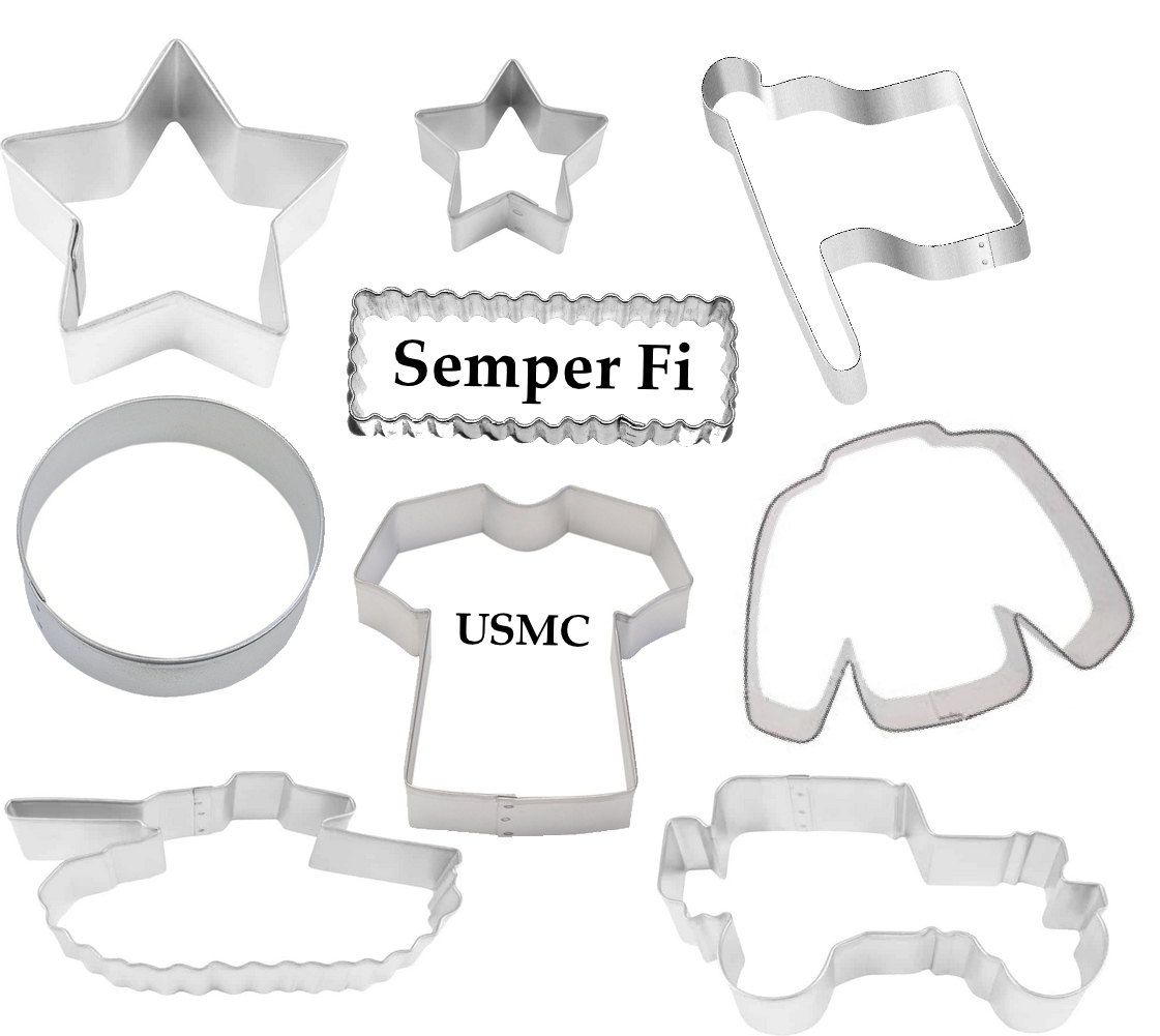 9 Piece Marines USMC Military Cookie Cutter Set | The Cookie Cutter Shop